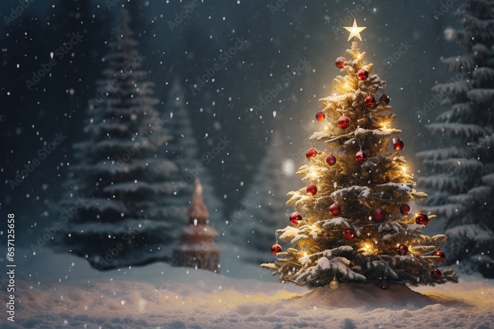 Stilvolle Weihnachtsbaum Mit Schnee Bildernie1374