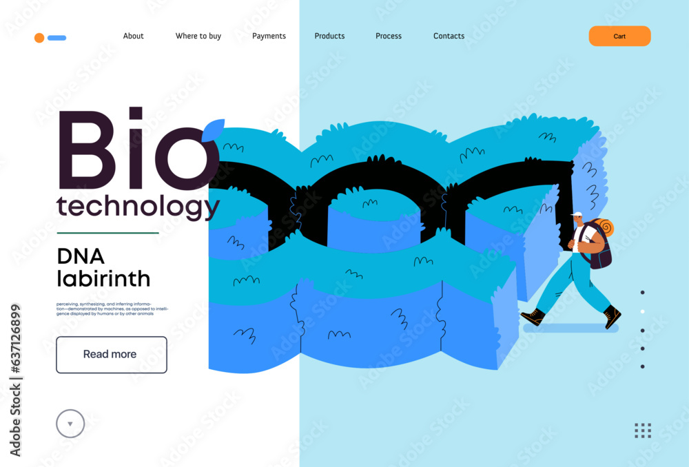Bio Technology, DNA Labyrinth -modern flat vector concept illustration ...