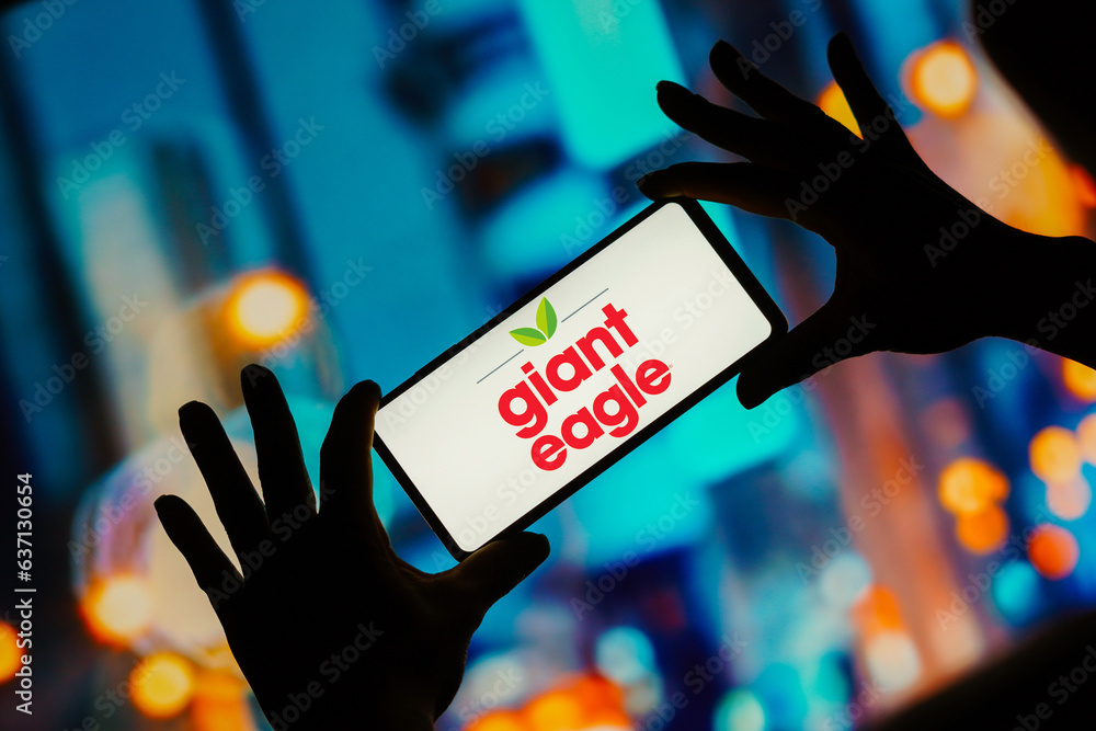 August 20, 2023, Brazil. In this photo illustration, the Giant Eagle logo seen displayed on a ...