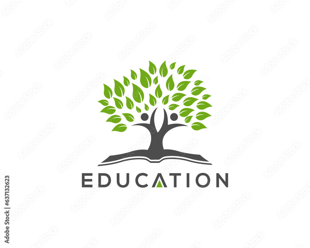 Book and human tree education logo design. tree and book logo design for online education ...