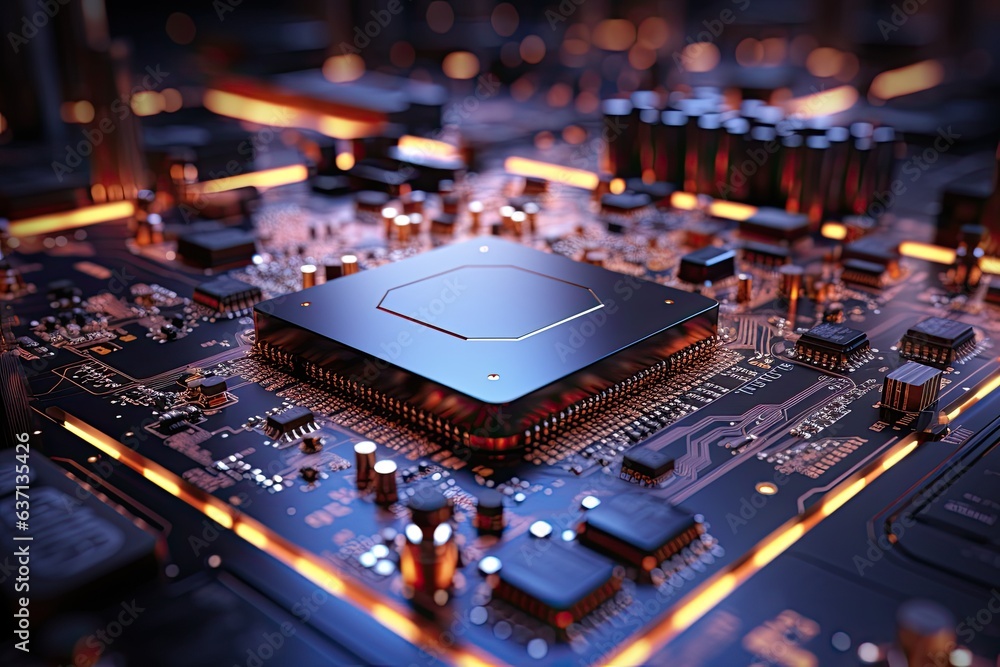 Futuristic processor background, technology concept, digital abstract ...