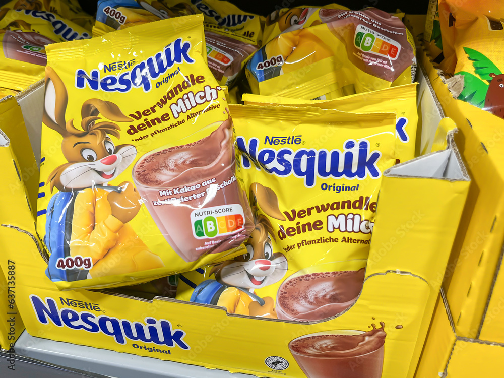 Nestlé Nesquik Original Cocoa Packs on the Shelf in a German ...