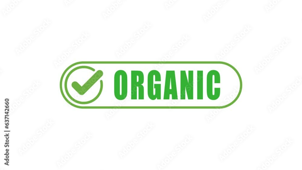 Organic product label with checklist or checkmark. Organic emblem ...