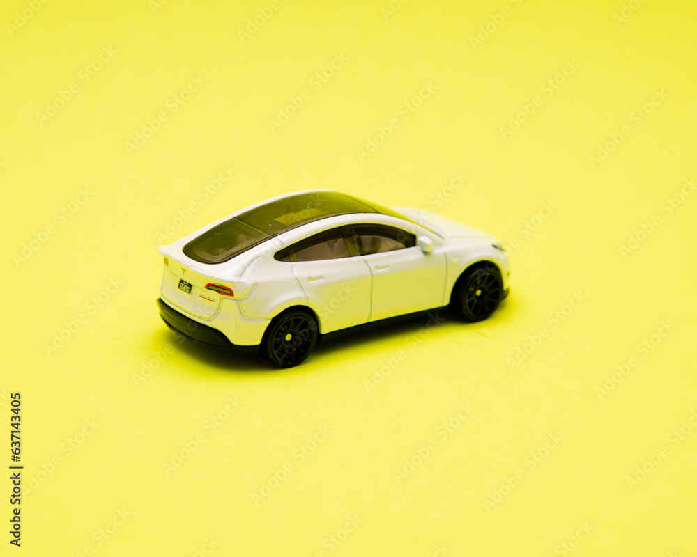 Side view brand new Tesla Model Y collectible electric toy car ...