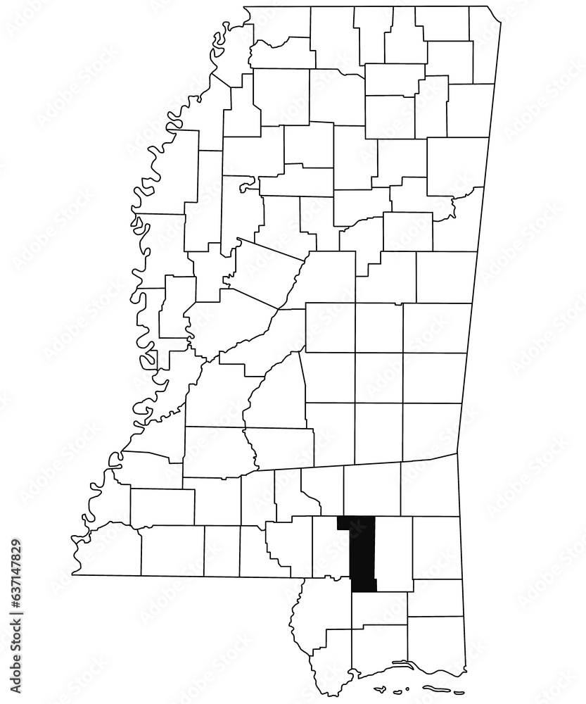 Map of Forrest County in Mississippi state on white background. single ...