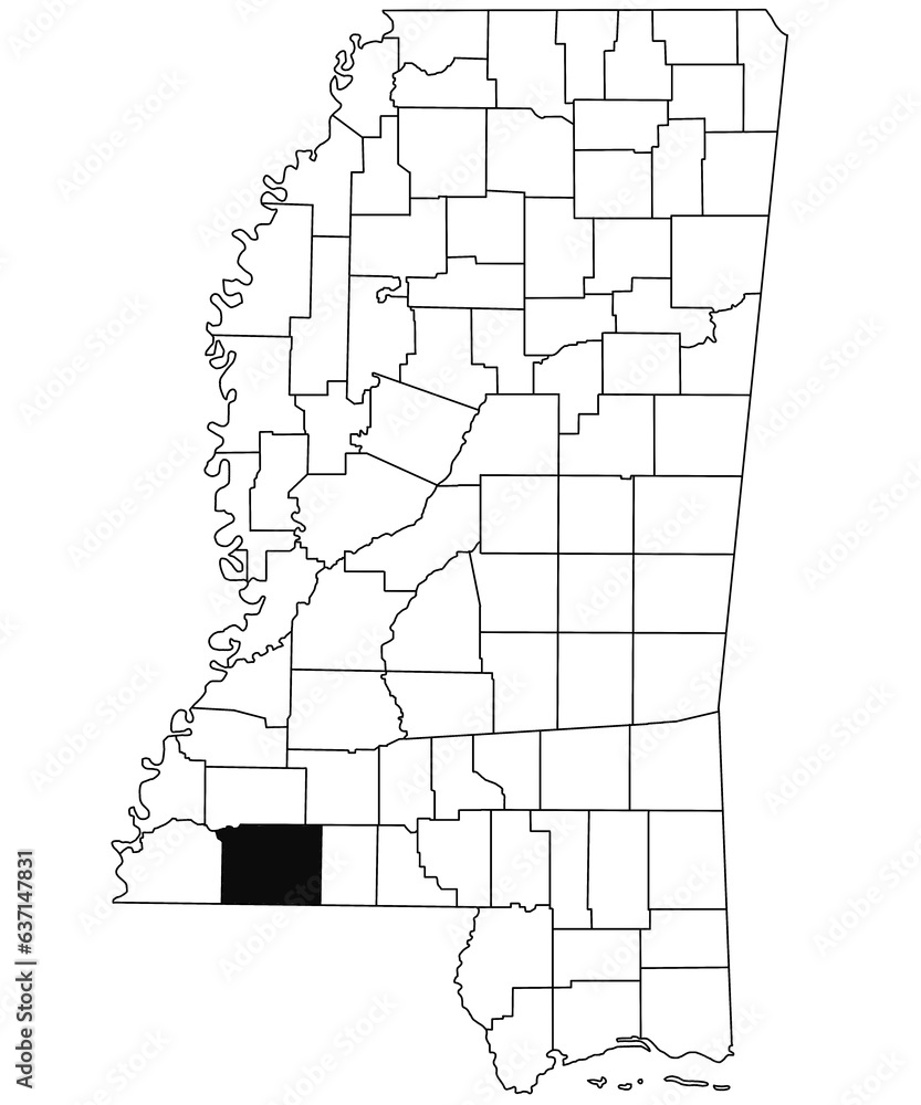 Map of amite County in Mississippi state on white background. single ...