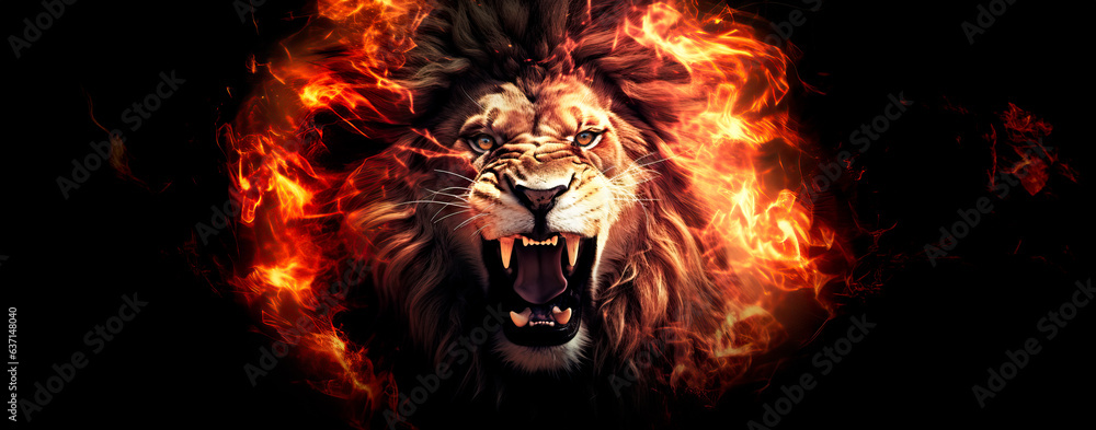 Divine Firestorm: The Lion of Judah, symbolizing Jesus, roars amid ...