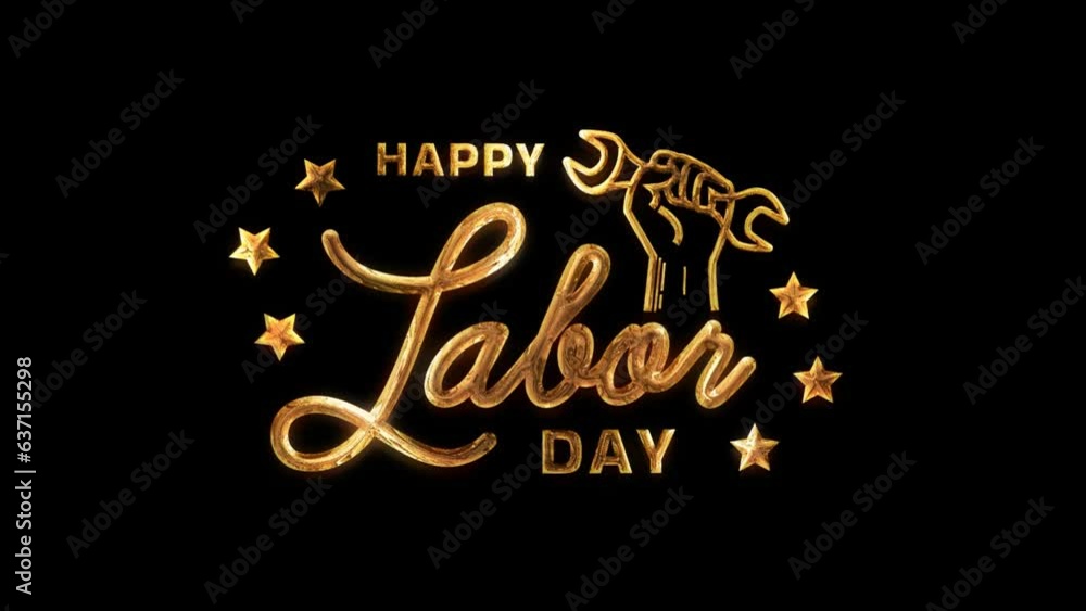 Happy Labor Day greeting animation 2023, lettering text with luxury ...