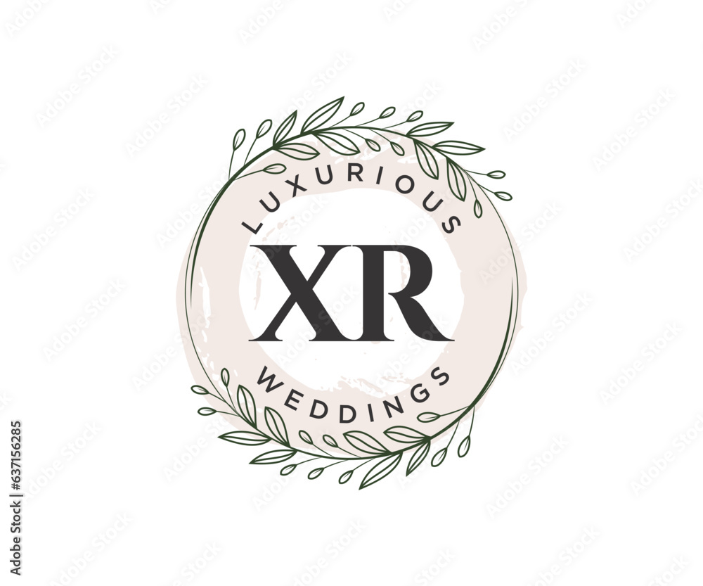 XR Initials letter Wedding monogram logos template, hand drawn modern ...
