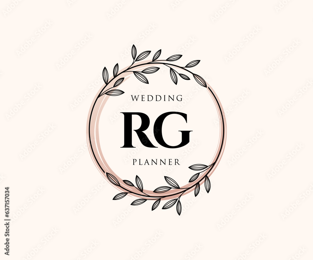 RG Initials letter Wedding monogram logos collection, hand drawn modern ...