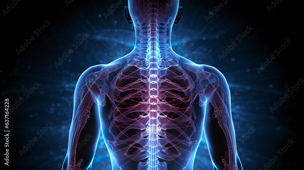 X-ray image reveals a small spinal edema, where the contours of the ...