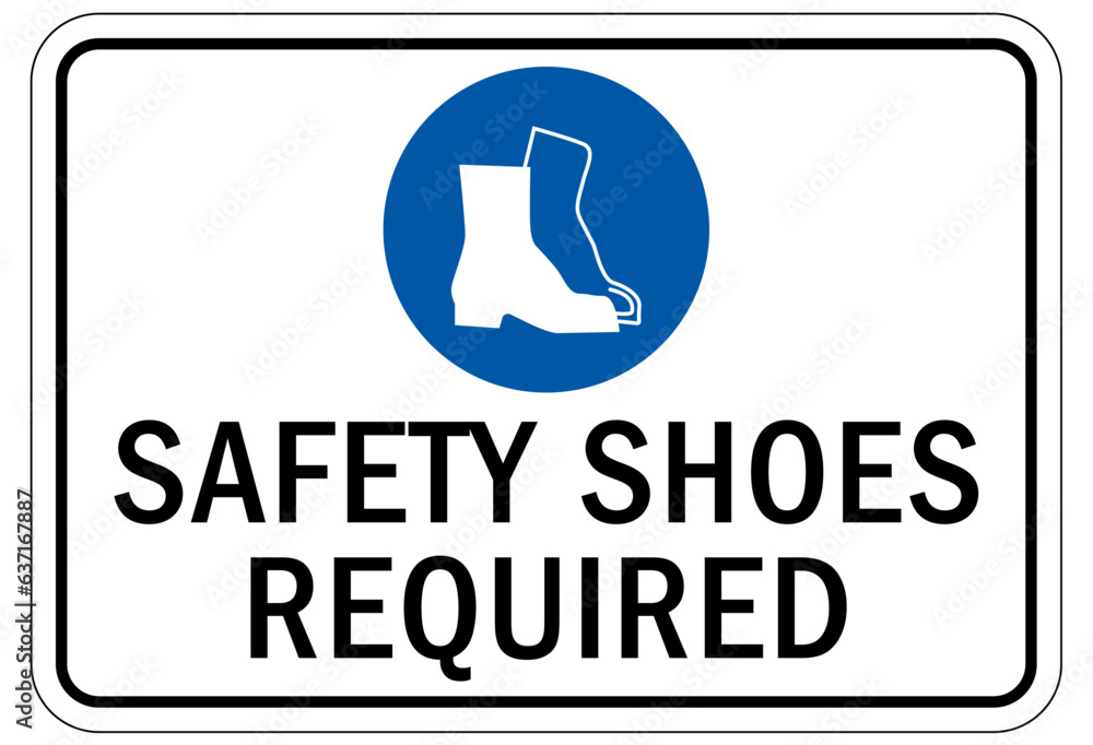 Wear safety shoes sign and labels safety shoes required Stock Vector ...