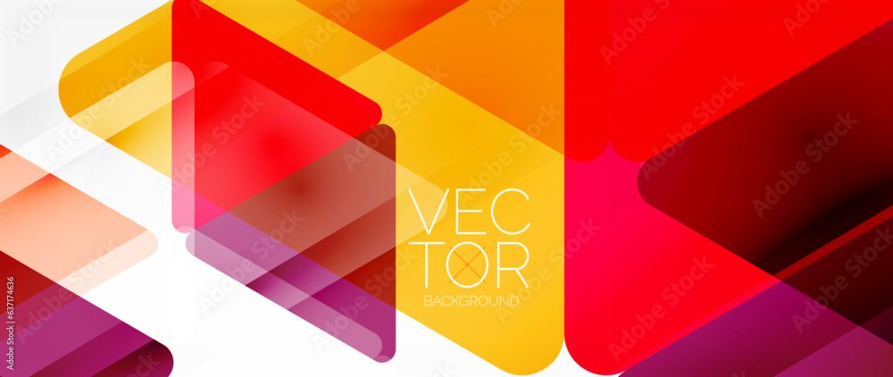 Abstract background. Color transparent triangles in mosaic style with ...