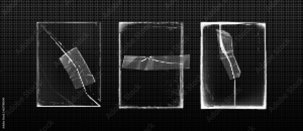 Vintage torn paper frame overlay with tape vector. Rough old photo ...