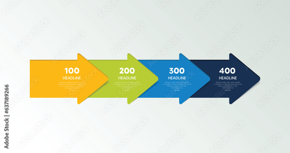 Four step arrow template for presentation. 4 steps options, elements ...