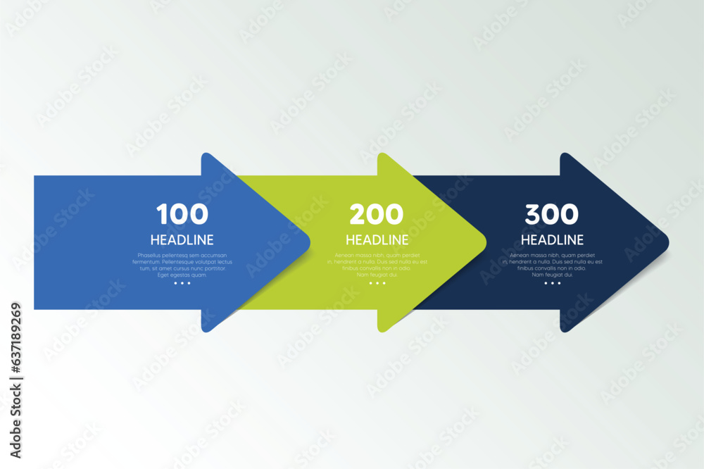 Three step arrow template for presentation. 3 steps options, elements, infographic. Stock Vector ...