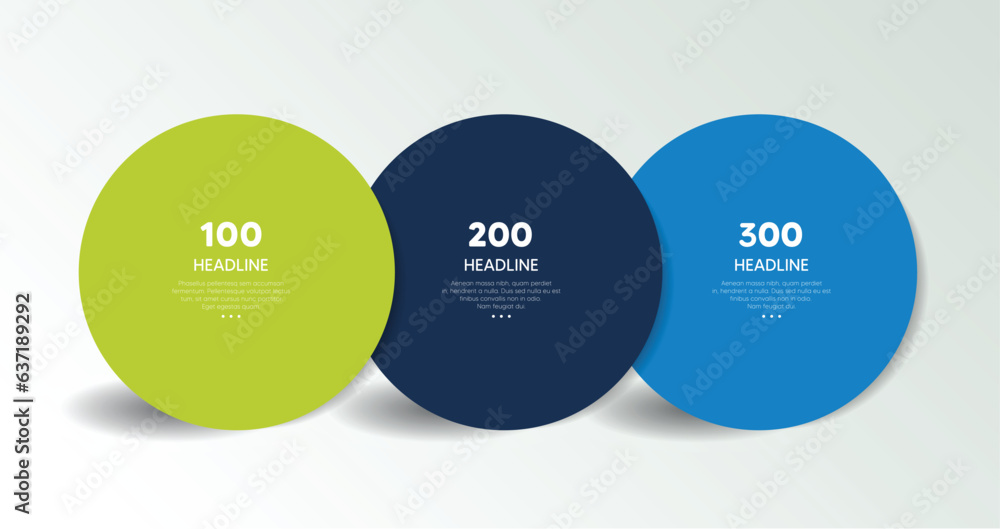 Three step template for presentation. 3 steps options, elements ...