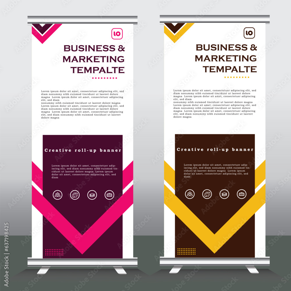 Banner roll-up design, business concept. Graphic template roll-up for ...