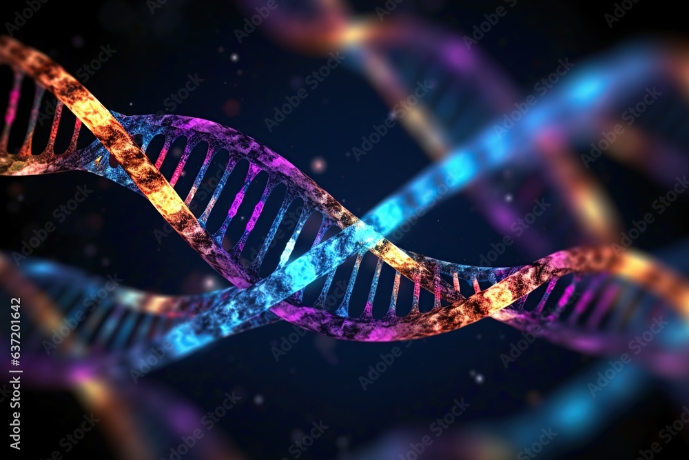 Abstract DNA Art digital background. DNA molecule. Computer ...