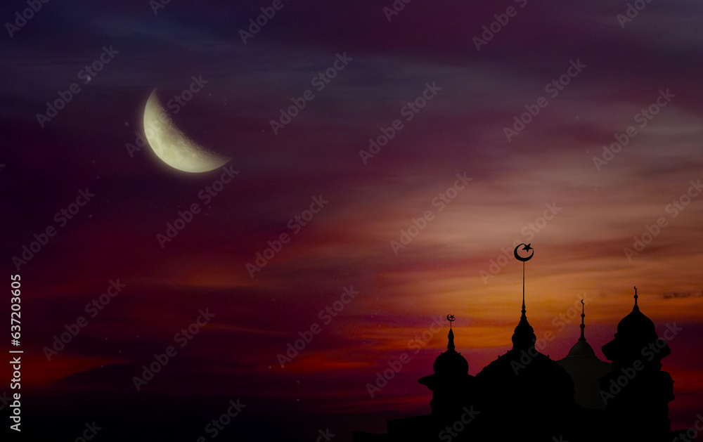 islam ramadan half moon and starry sky festival of ramadan sky ramadan ...