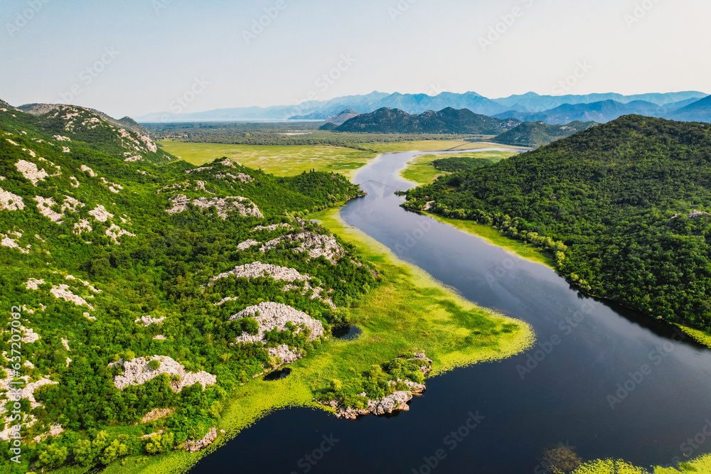 Canyon of Rijeka Crnojevica river near the Skadar lake coast. One of ...