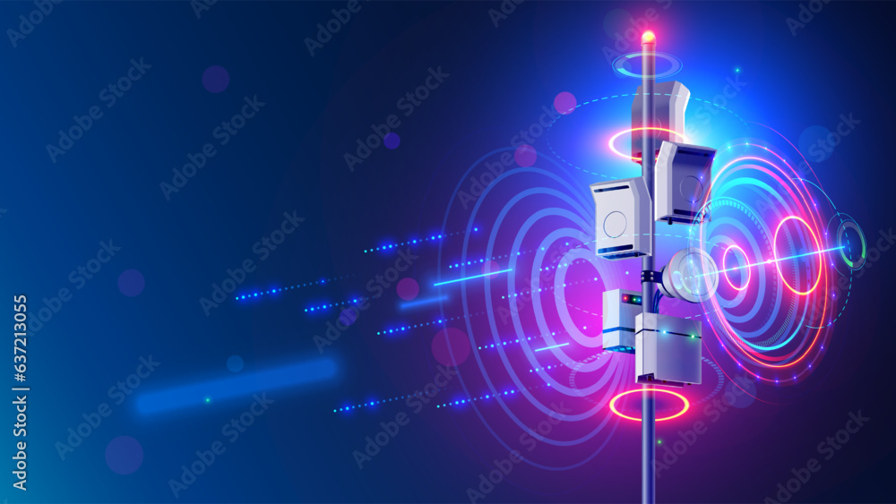 5g mobile internet communication tower. Wireless broadband antenna ...