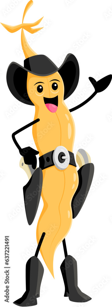 Wild west cartoon western cowboy bean character. Isolated vector rugged ...