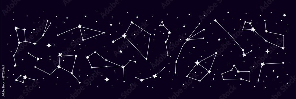 Star space constellation border. Night sky map, mystic astrology ...