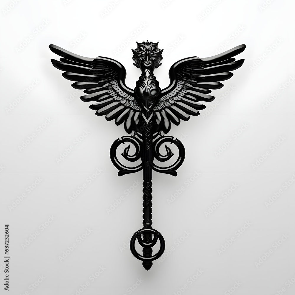 Icon of a caduceus symbol, black color, indicating medical field ...