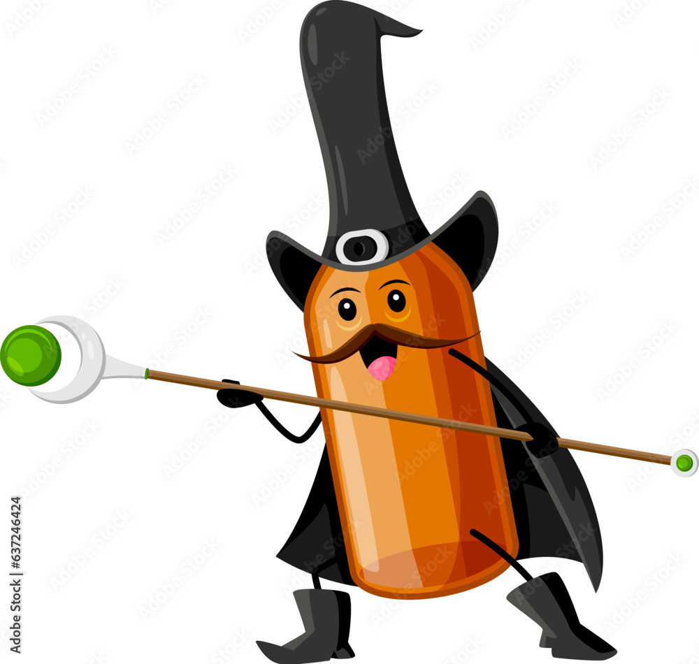 Cartoon Halloween mezcal wizard and mage character. Isolated vector ...