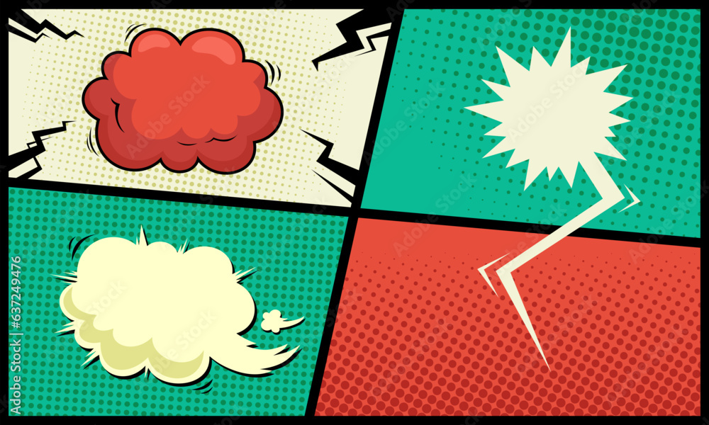 Colorful comic scene cartoon background template Stock Vector | Adobe Stock