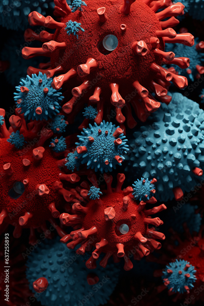 a magnified view of T cells with vibrant colors representing their ...