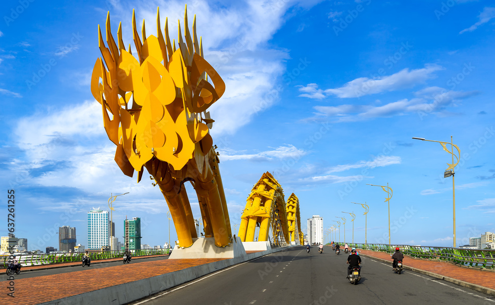 Dragon River Bridge ( Rong Bridge), the symbol of Da Nang city, Vietnam ...