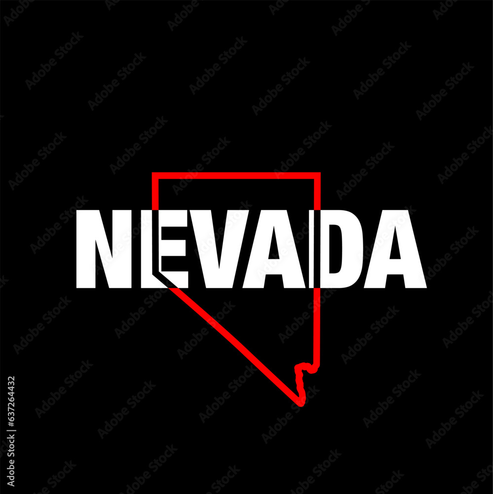 Nevada map typography icon. Nevada usa map lettering Stock Vector ...