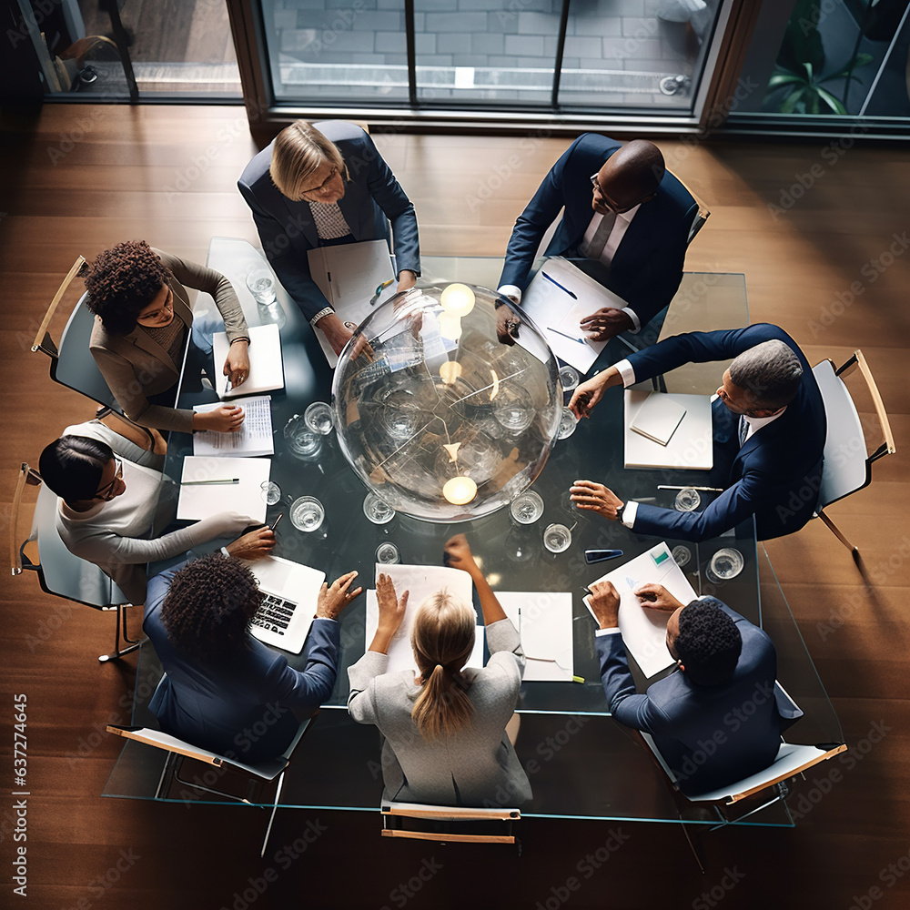 Senior female ceo and multicultural business people discussing company ...