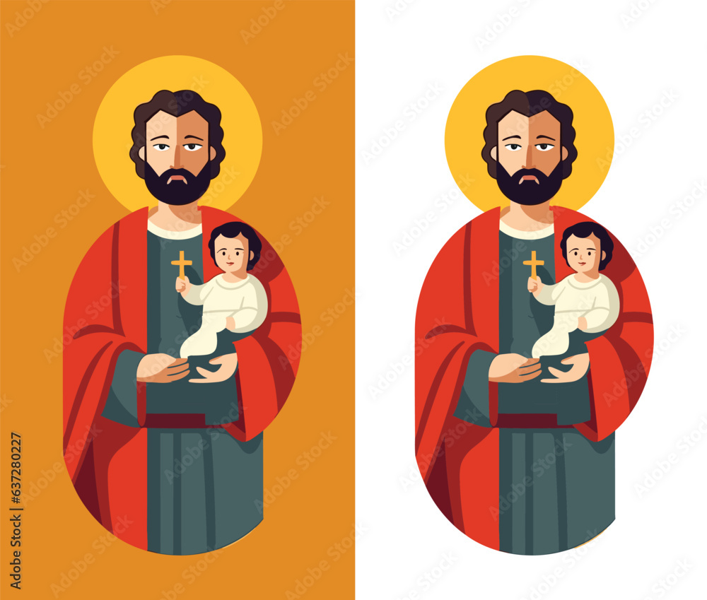 Vetor de Saint Joseph St. Joseph with Jesus Christ, the Patron Saint of ...