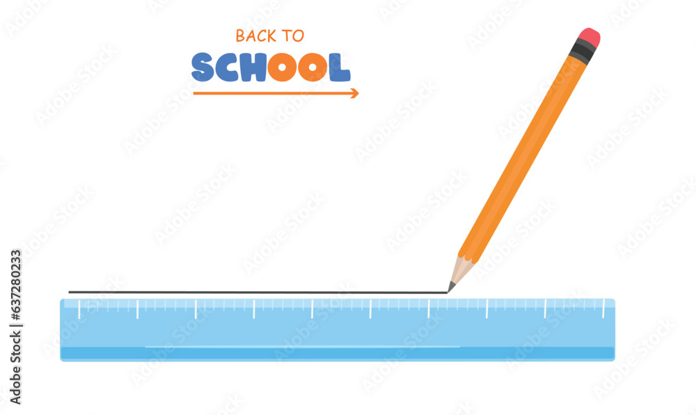 Straight ruler vector and pencil vector. Drawing line with ruler ...