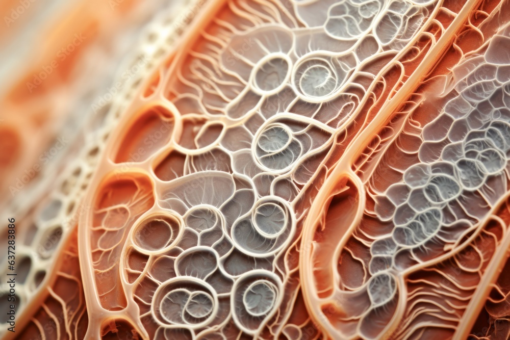 Microscopic macro close-up shot scientific research epithelial tissue ...