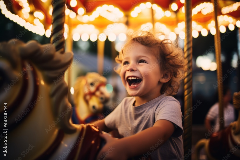 Joyful happy child boy cute carefree amazed excited little kid son ...