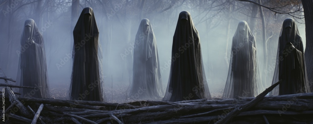Satanist Nun Cult Meeting in the Forest - Dark, Mysterious Coven ...