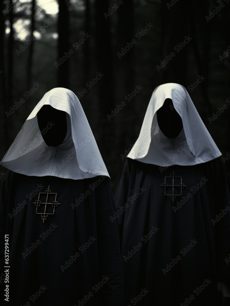 Satanist Nun Cult Meeting in the Forest - Dark, Mysterious Coven ...