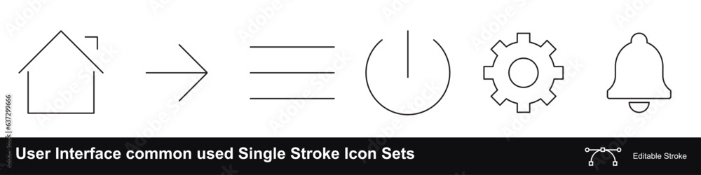 User Interface commonly used simple single-stroke Icon Sets for digital and print usage editable ...