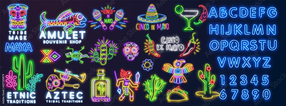 Vetor de Cinco De Mayo neon sign, bright signboard, light banner ...