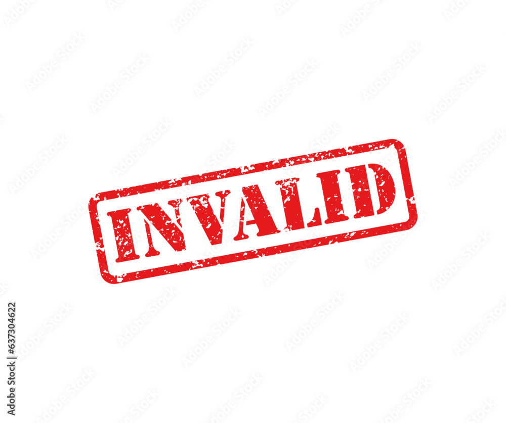 Vetor de Invalid red rubber stamp logo design. Invalid red rubber stamp ...