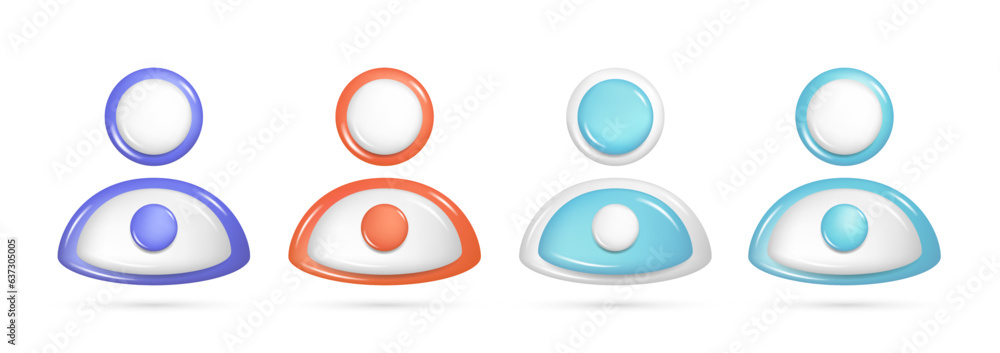 Set of realistic 3d person, user icon. Customer 3d glossy element ...