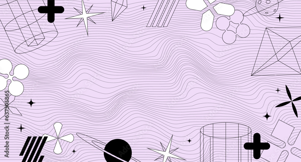 Retrofuturism background with abstract geometric shapes. Futuristic ...