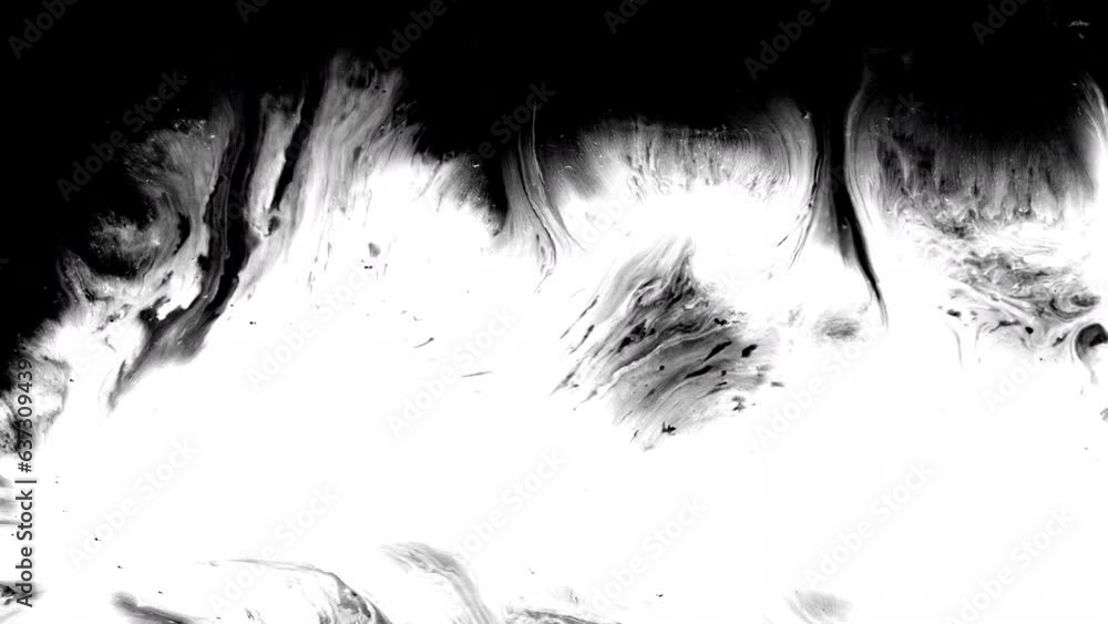 Black ink artistic flow splatter spots spills white paper beautiful ...