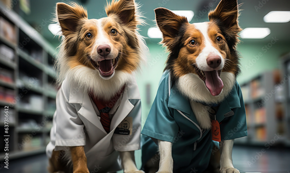 Cute Dogs in Vet Clothes: A Delightful Sight: A photo of cute dogs ...