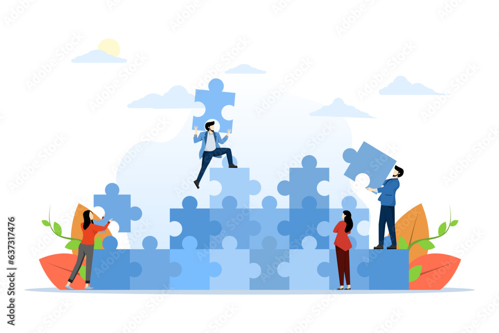 The concept of teamwork in business. Team metaphor solves problems ...