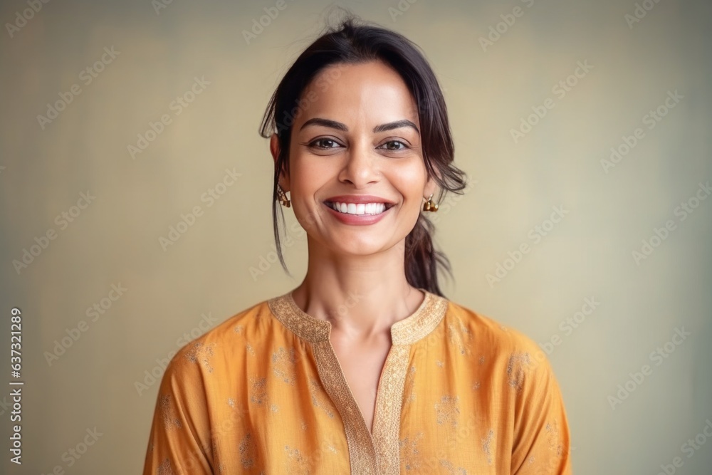 Medium shot portrait of an Indian woman in her 30s wearing kurta pajama ...